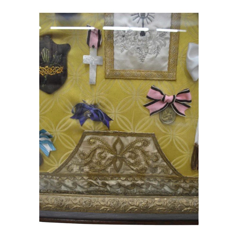 Antique European Religious Blessings on a Wooden Frame, 19th Century ...