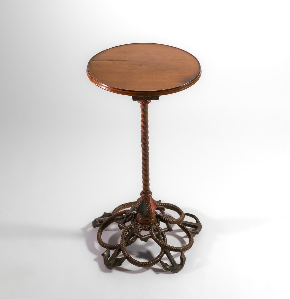 19th Century Cast Iron Nautical Anchor & Rope Side Table for sale at Pamono