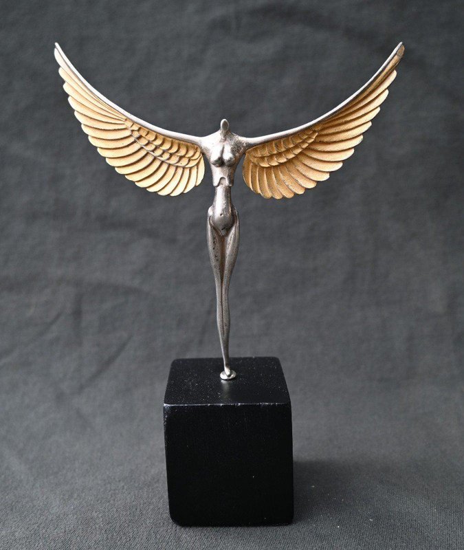 Modernist Statue in Sterling Silver, 1990s for sale at Pamono