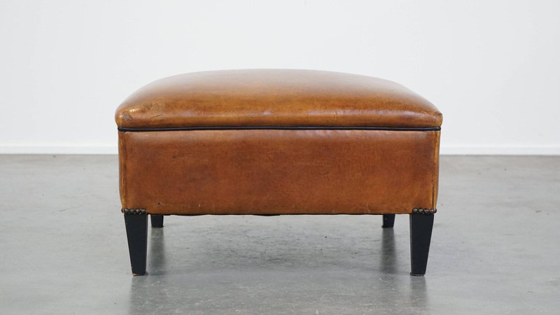 Large Square Sheepskin Ottoman for sale at Pamono