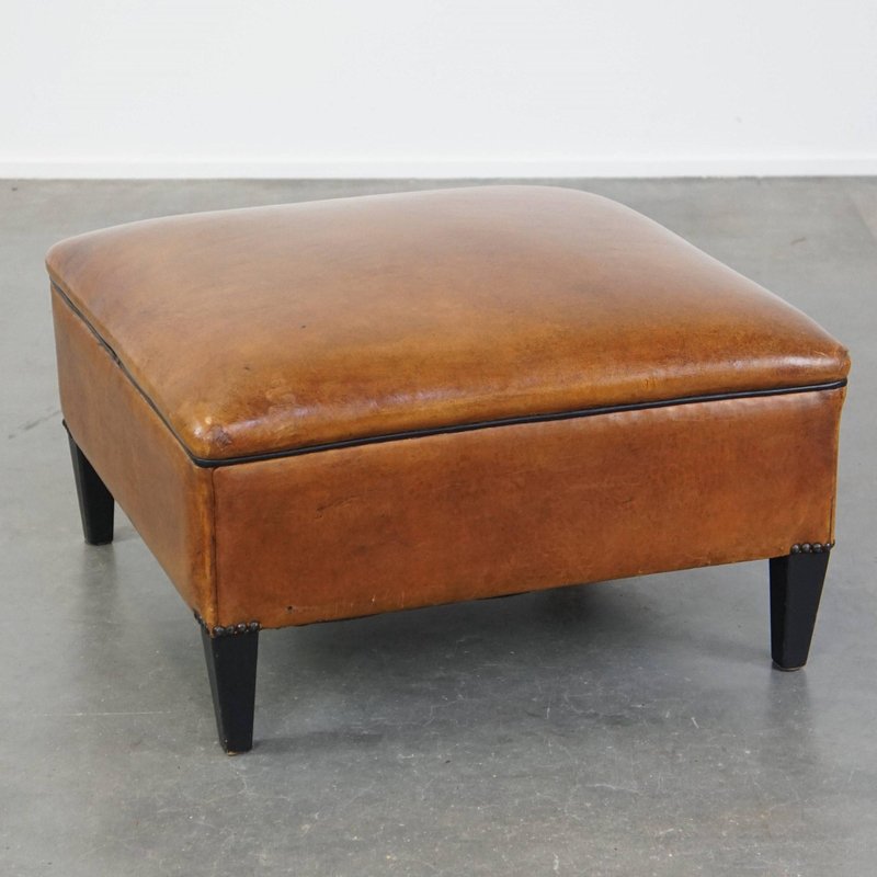 Large Square Sheepskin Ottoman for sale at Pamono