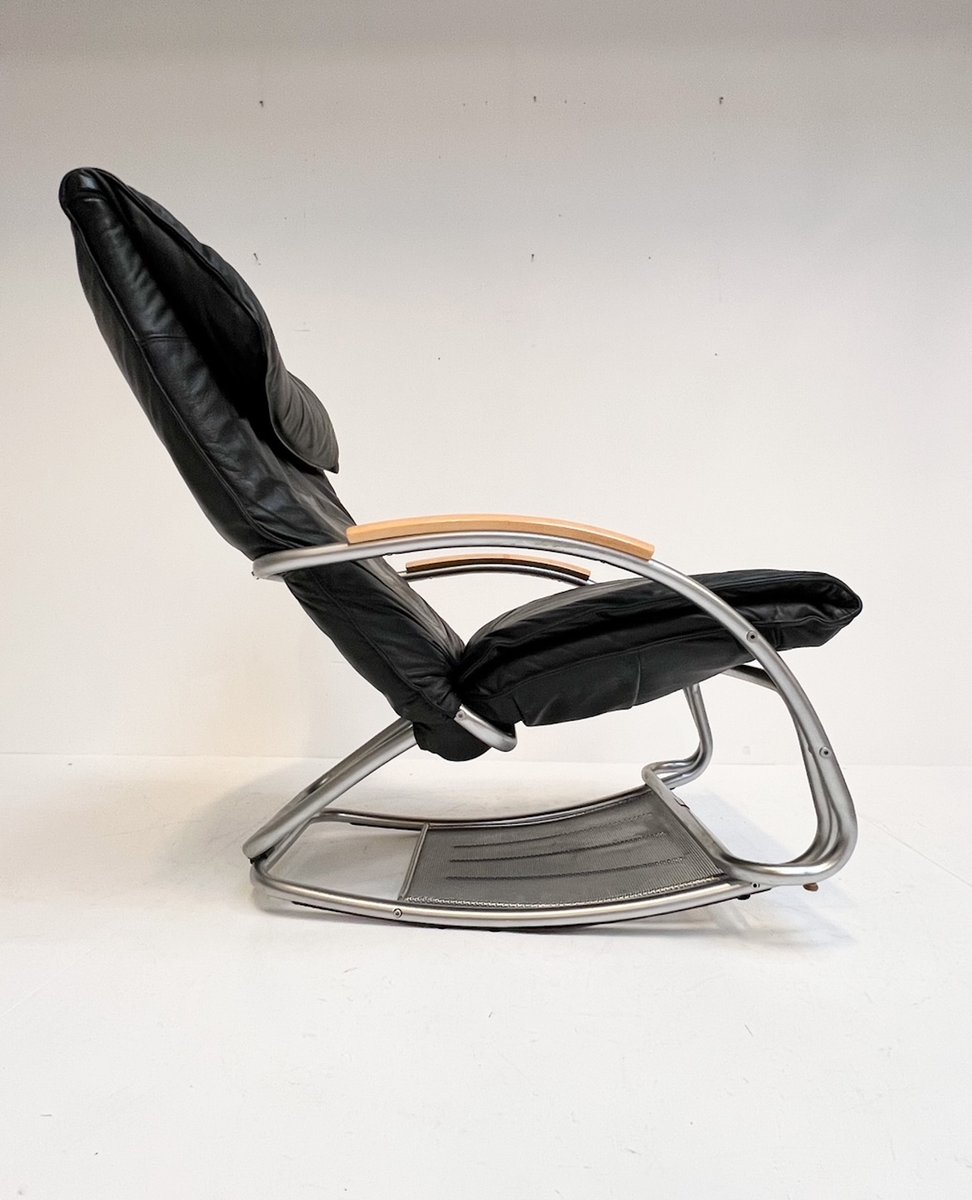 Leather Lounge Rocking Chair by Jochen Hoffman, 1990s for sale at Pamono