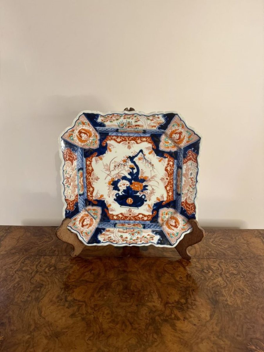 Large Antique Japanese Imari Square Plate, 1900 for sale at Pamono