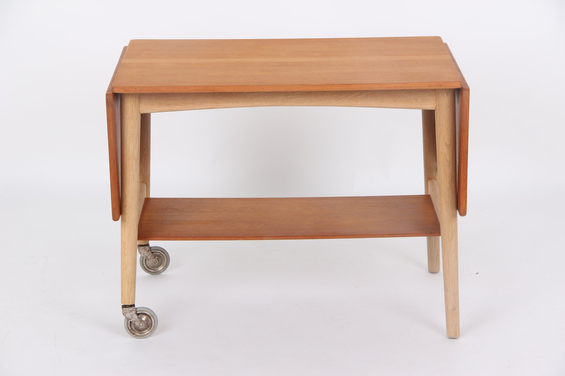 Danish Coffee Table with Flaps and Wheels by Hans J. Wegner for Andreas ...