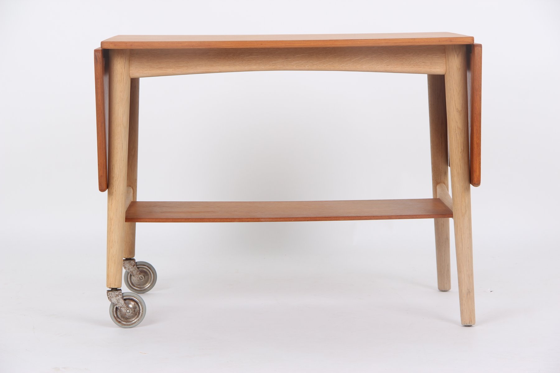 Danish Coffee Table with Flaps and Wheels by Hans J. Wegner for Andreas ...