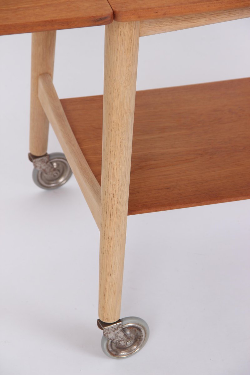 Danish Coffee Table with Flaps and Wheels by Hans J. Wegner for Andreas ...
