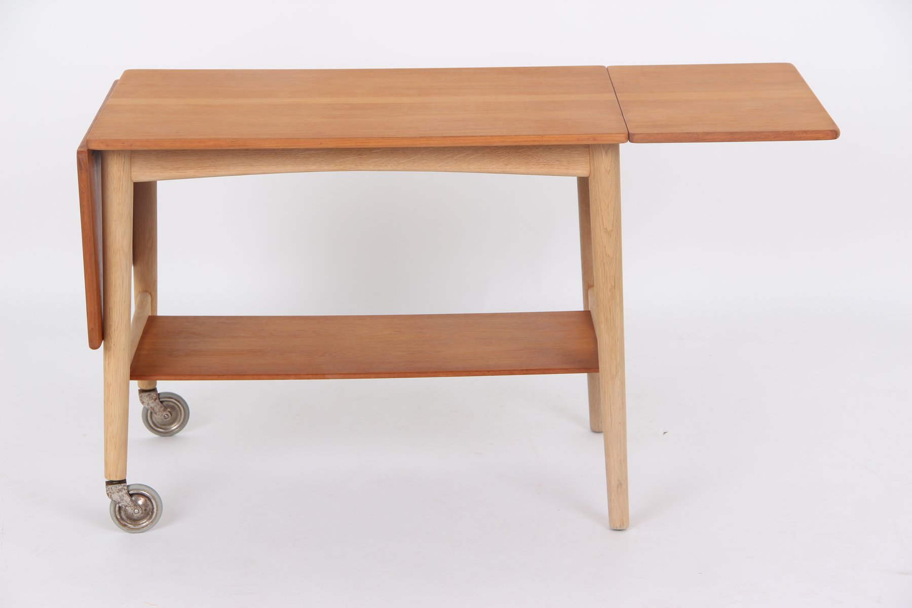 Danish Coffee Table with Flaps and Wheels by Hans J. Wegner for Andreas ...