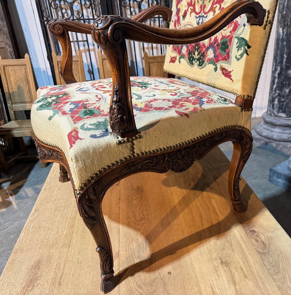 French Walnut Armchair, 1890s for sale at Pamono
