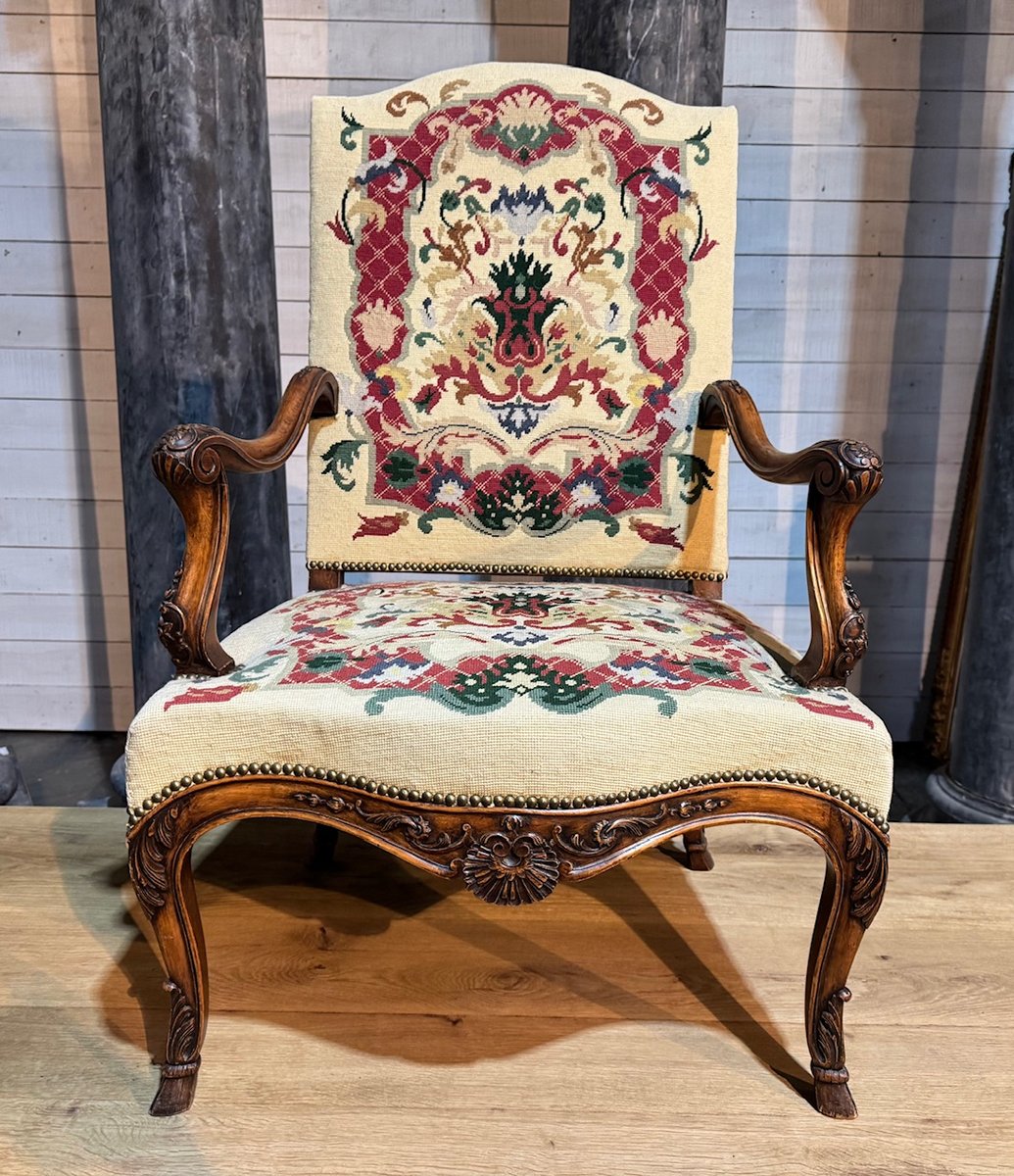 French Walnut Armchair, 1890s for sale at Pamono