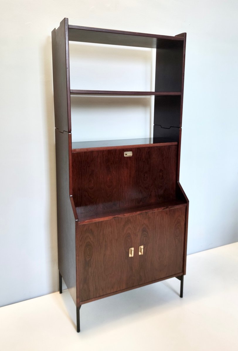 Vintage Walnut Secretaire with Bookshelf by Claudio Salocchi for Luigi ...
