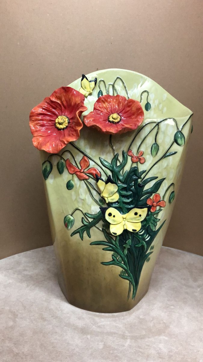 Franz Vase mit Schmetterlingen und Mohnblumen bei Pamono kaufen