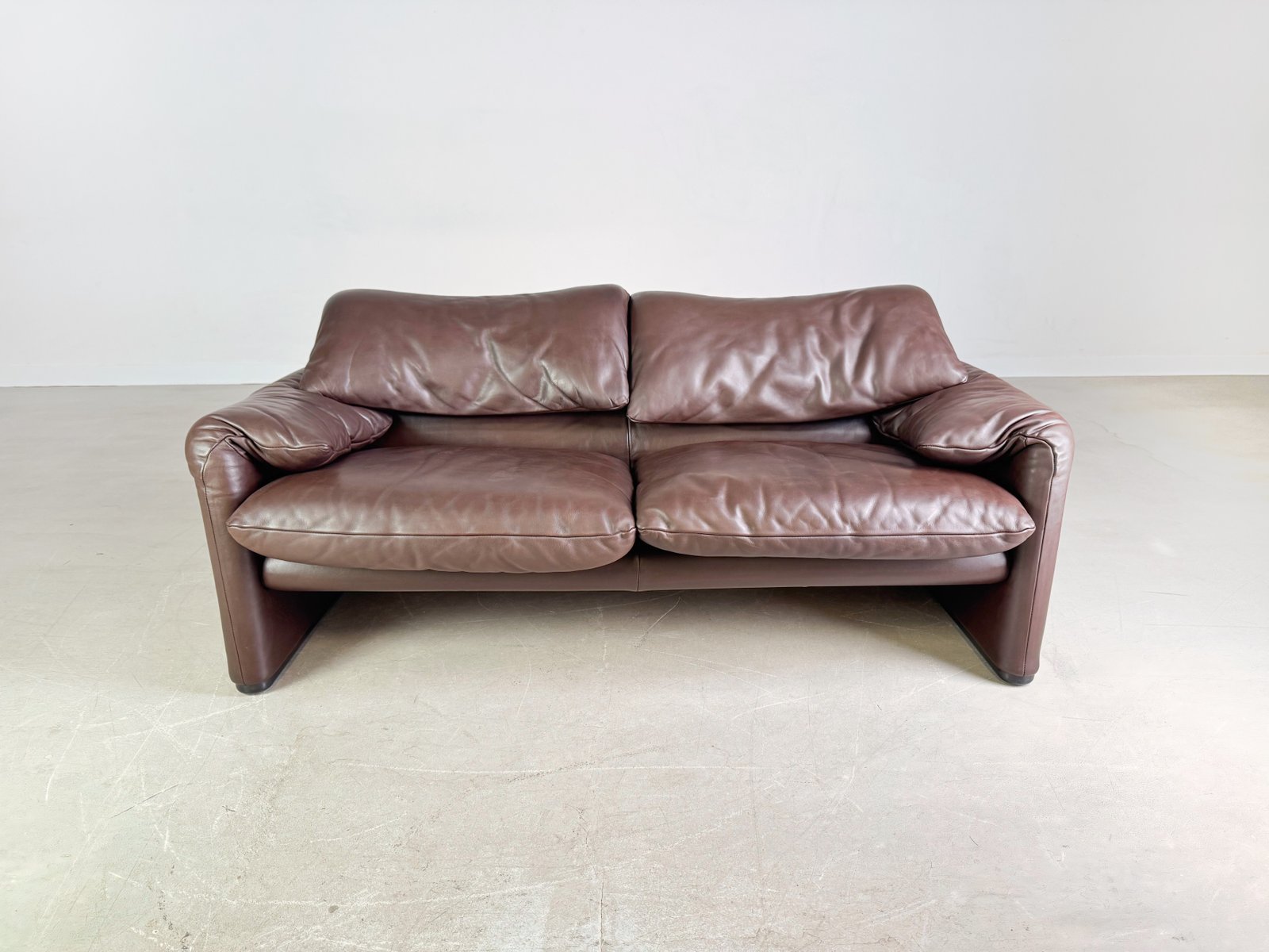 Maralunga 2-Seater Sofa in Brown Leather by Vico Magistretti for ...