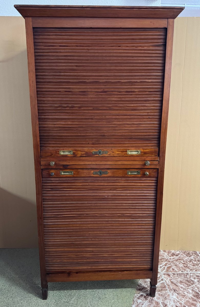 Industrial Style Shutter Filing Cabinet in Oak for sale at Pamono