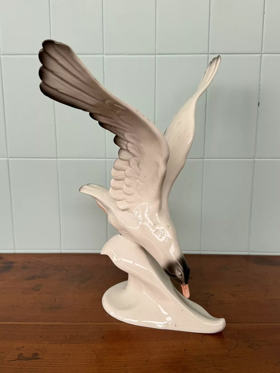 Decorative Seagull Statue in Porcelain from Royal Dux, Former ...
