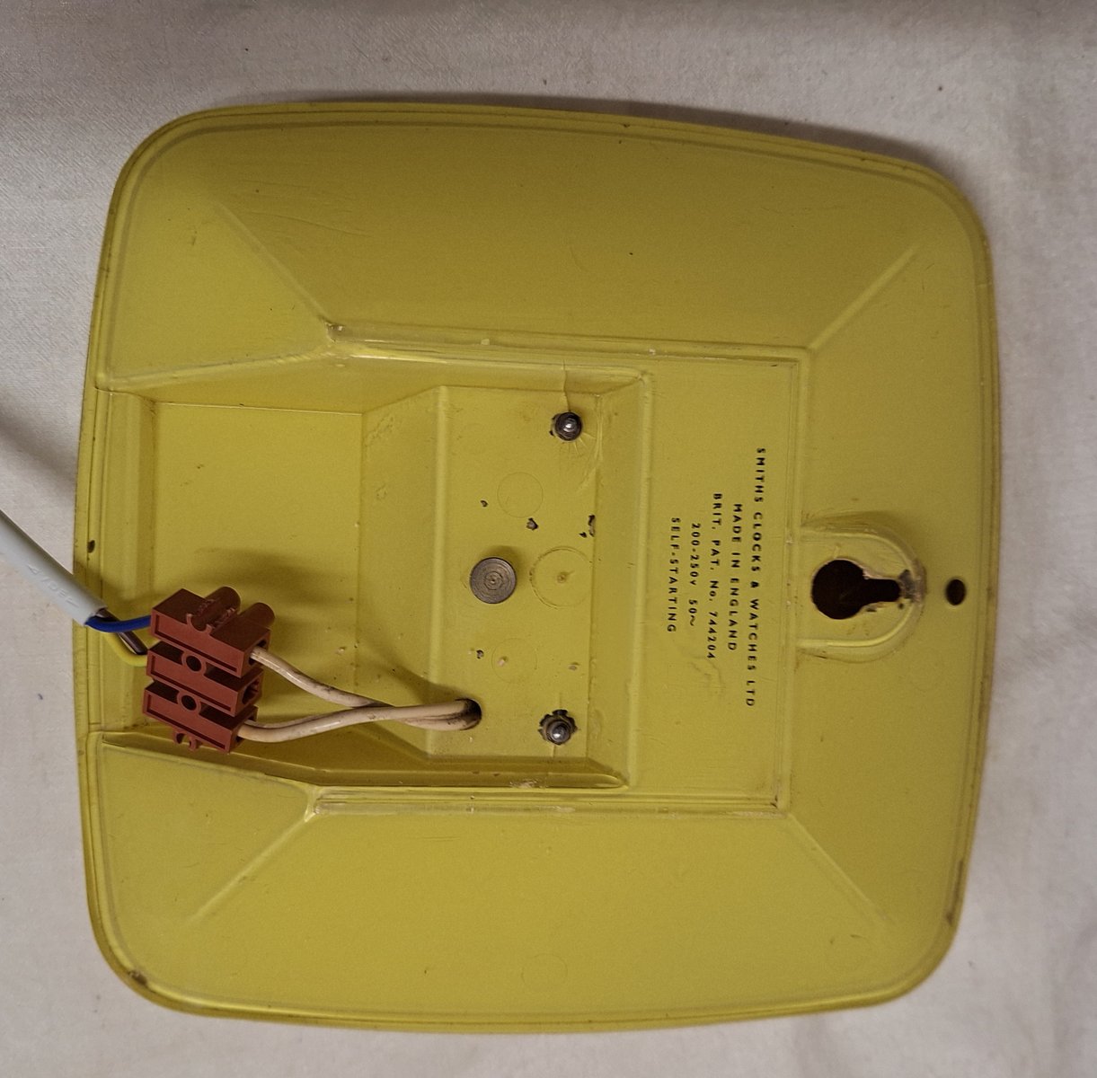 Mid-Century Modern Wall Clock with Yellow Plastic Housing from Smiths ...