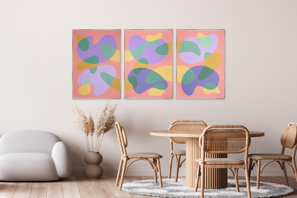 Ryan Rivadeneyra, Great Barrier Reef Triptychon, 2024, Acryl auf Papier bei Pamono kaufen