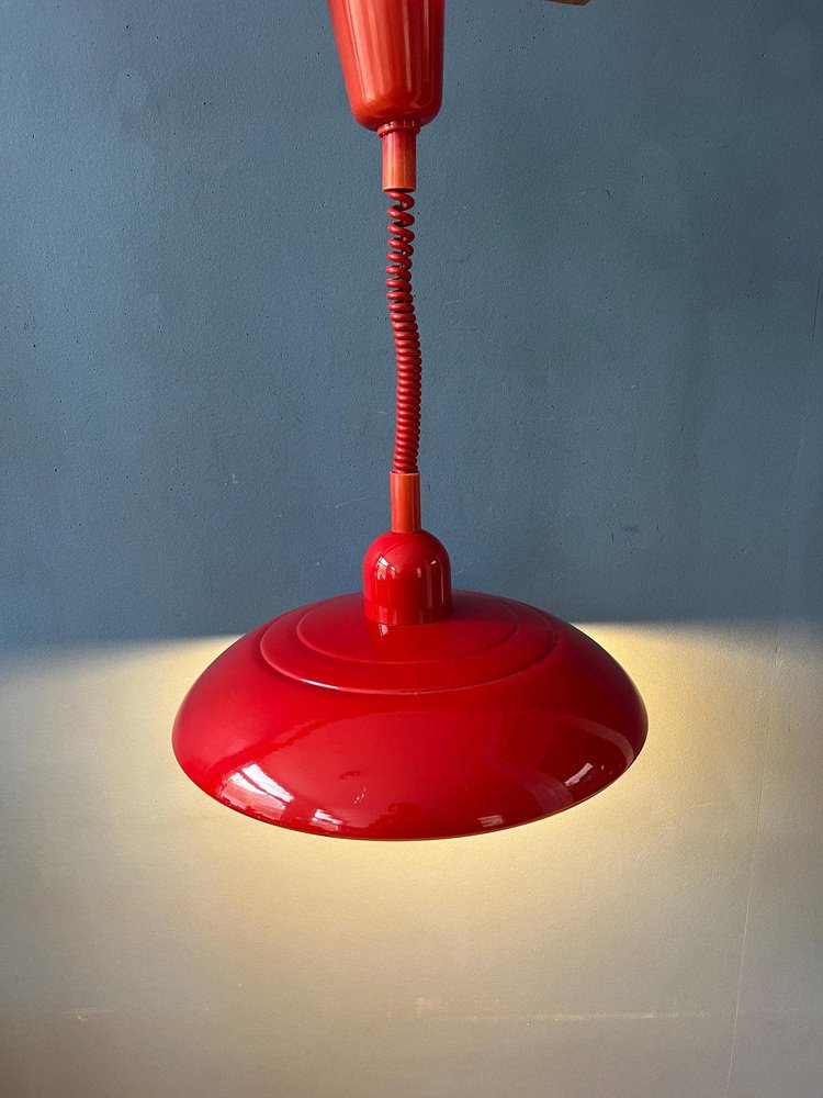 Vintage Space Age Red Metal Pendant Lamp for sale at Pamono