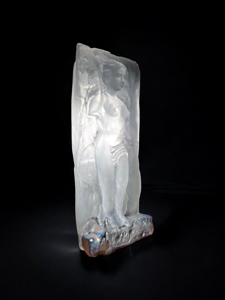 Important Signed Glass Sculpture by Jean Claude Novaro for sale at Pamono