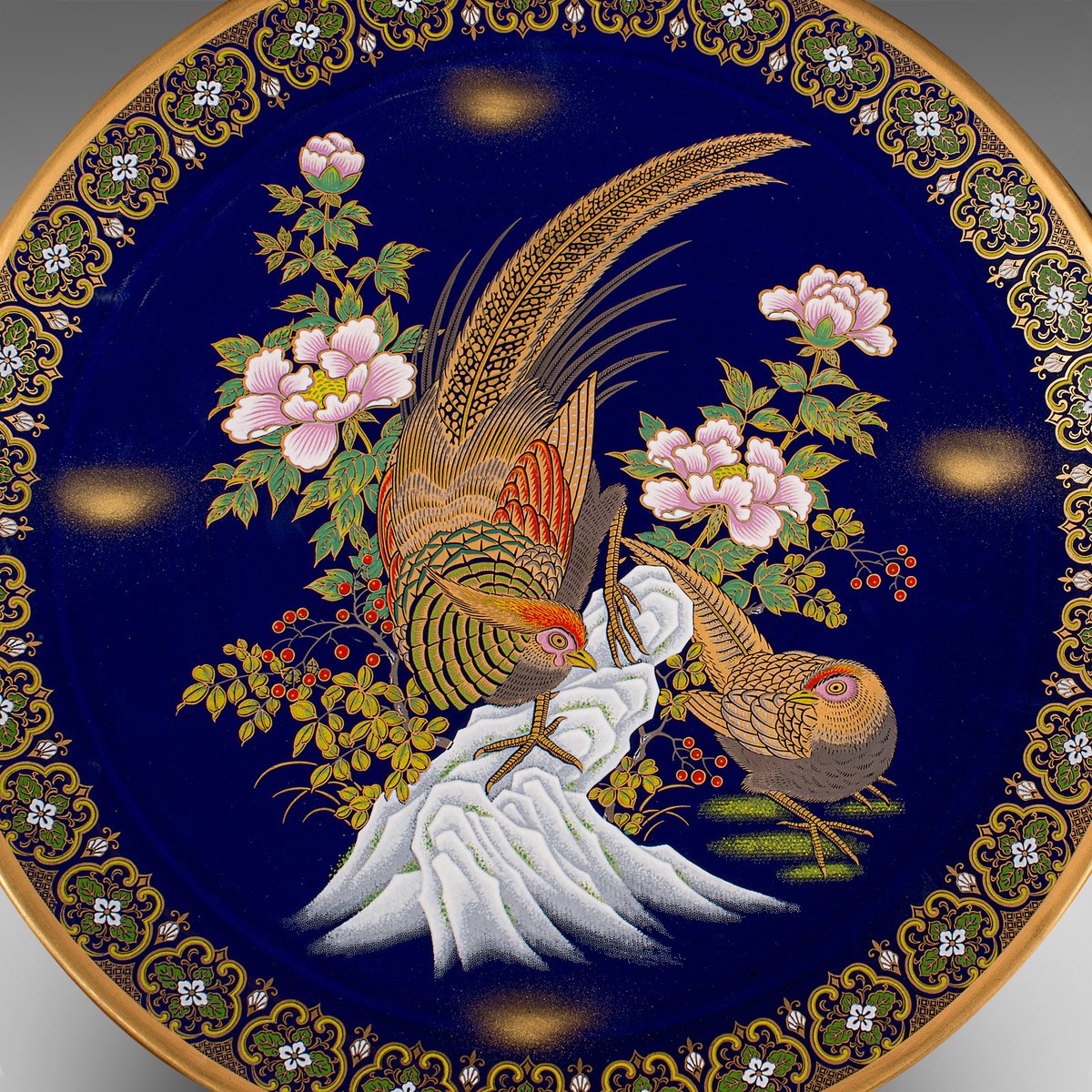 Large Chinese Pheasant Display Plate in Lacquered Ceramic, 1980s for ...