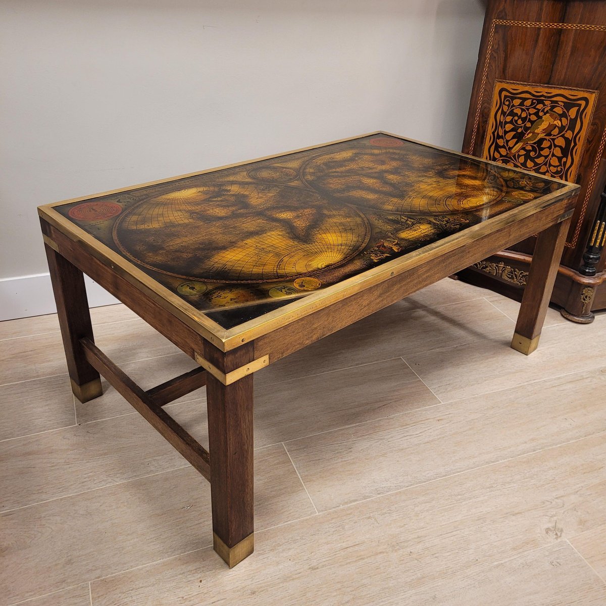 Map Coffee Table from Maison Jansen, France, 1970s for sale at Pamono