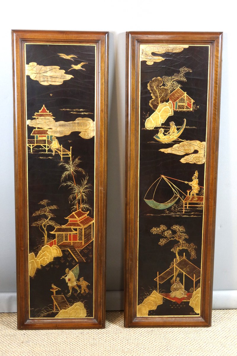 Lacquer Panels, 1890s, Set of 2 for sale at Pamono