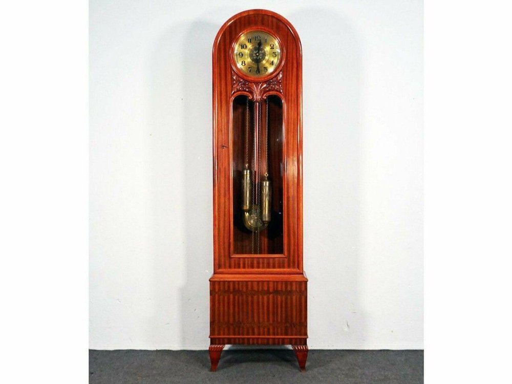 Art Deco Mahogany Standing Clock, 1930s for sale at Pamono