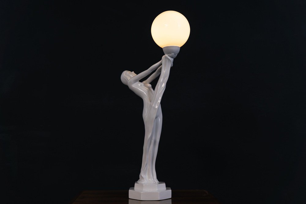 Table Lamp Statue Sculpture in Porcelain for sale at Pamono