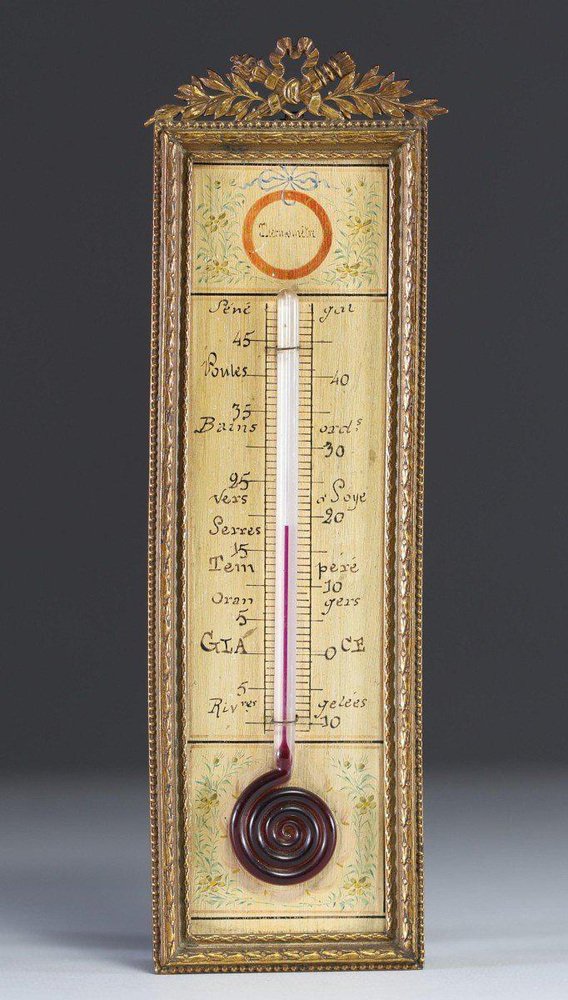 Louis XVI Style Painted Wood Wall Thermometer with Gilt Bronze Frame ...