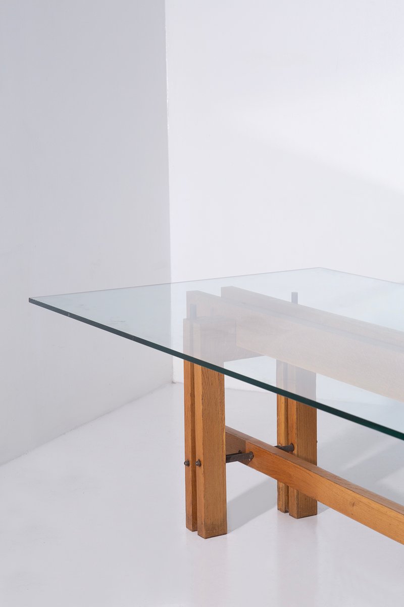 Table attributed to Carlo Scarpa with Glass Top attributed to Carlo ...