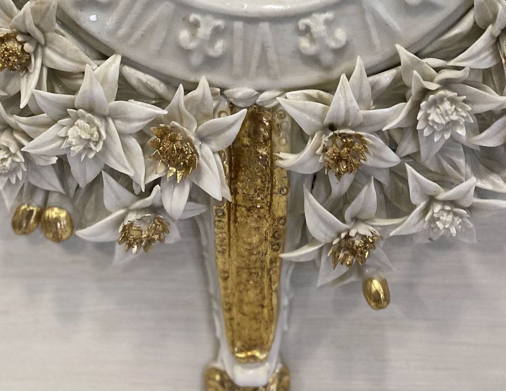 Porcelain Wall Clock with Gold Leaf Accents by Giulio Tucci for ...