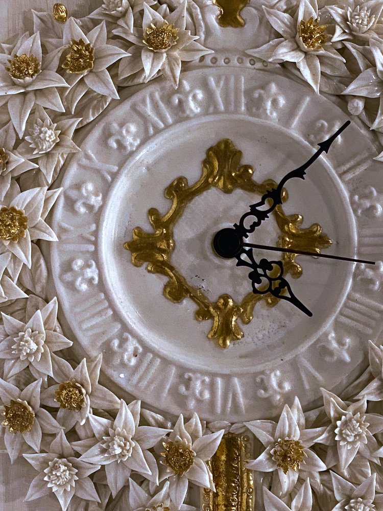 Porcelain Wall Clock with Gold Leaf Accents by Giulio Tucci for ...