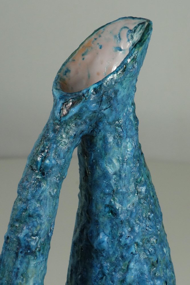 Mid-Century Italian Blue Ceramic Vase by Matteo di Lieto for Vietri ...