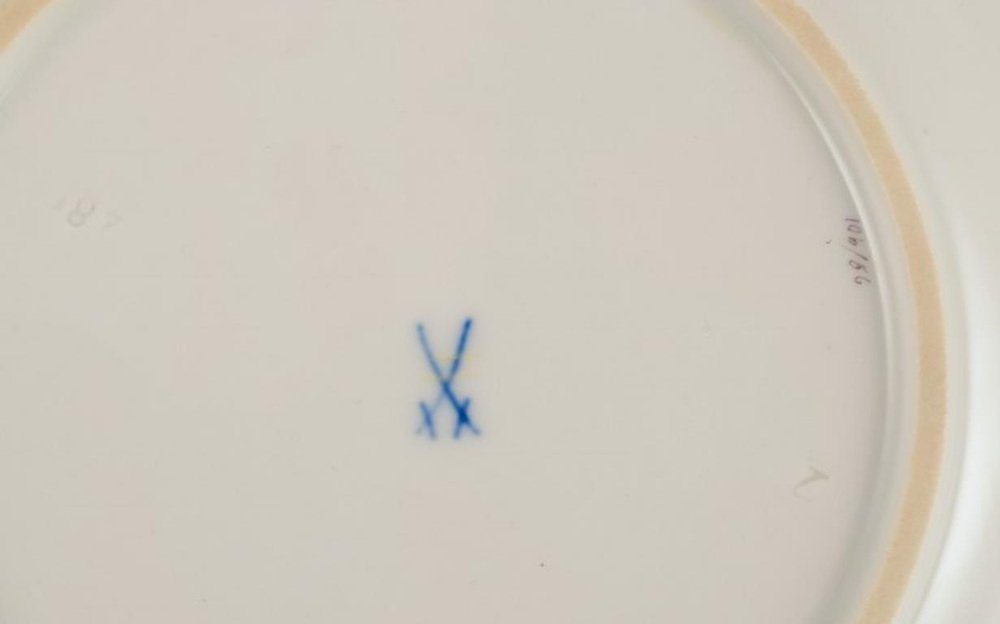 Vintage German Pink Rose Plates in Porcelain from Meissen, 1920s, Set ...