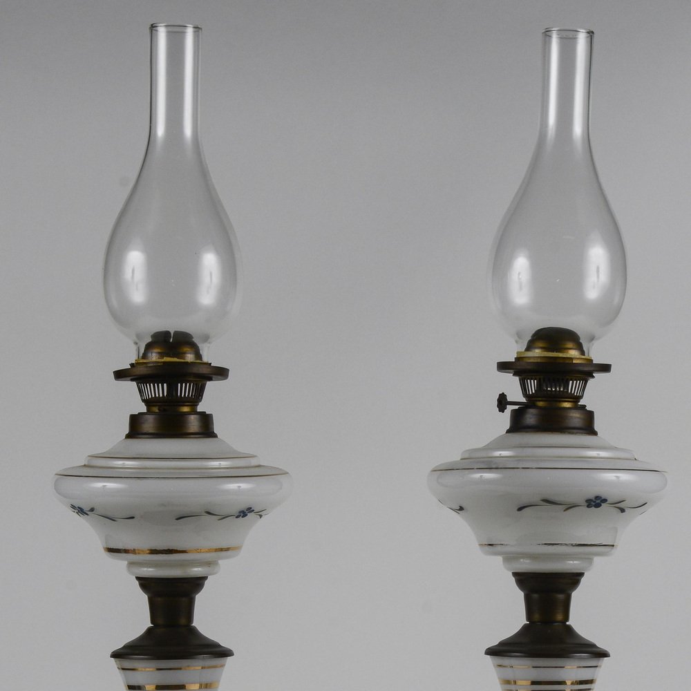 19th Century Opaline Glass Lamps, Set of 2 for sale at Pamono