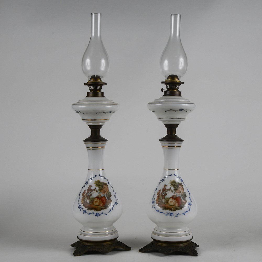 19th Century Opaline Glass Lamps, Set of 2 for sale at Pamono