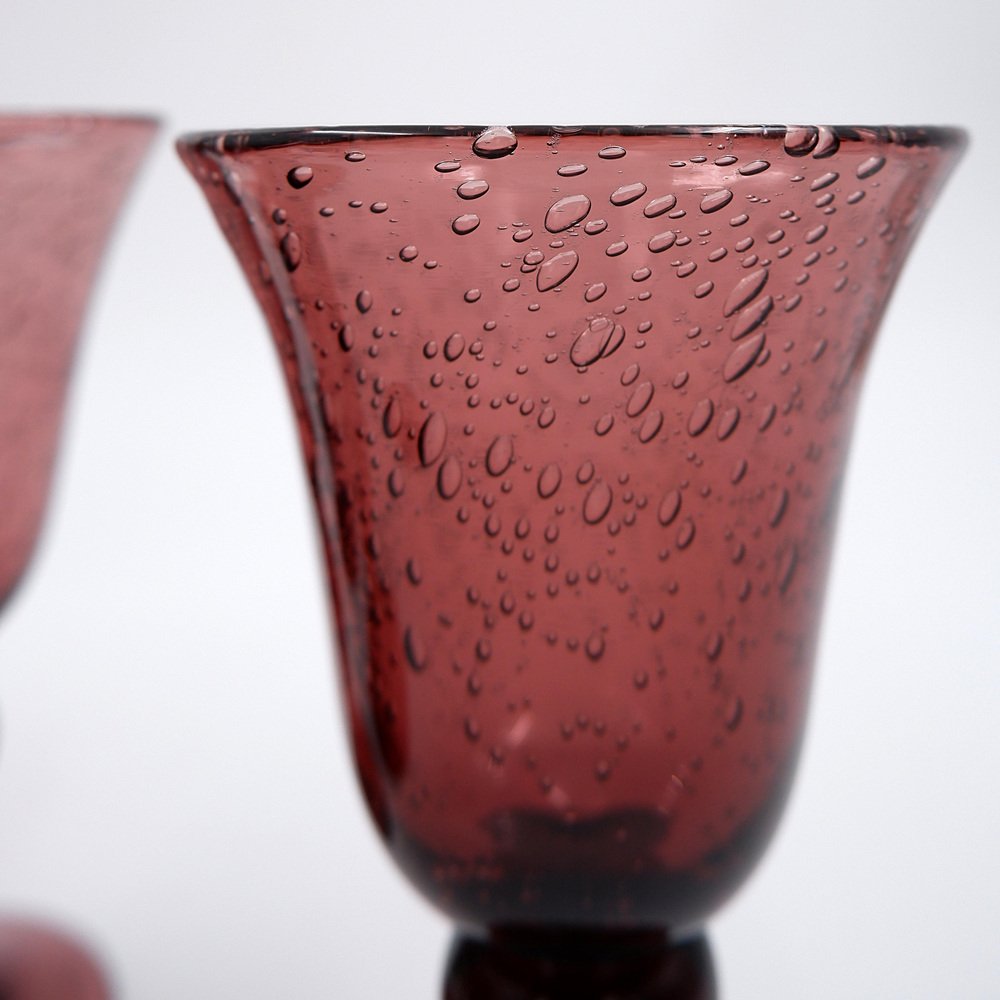 Wine Glasses in Amethyst Blown Glass from the Biot Glassware, Set of 6 ...