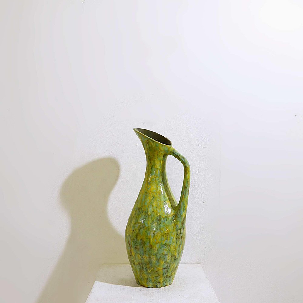 Large Mid-Century Green Ceramic Spout Jug for sale at Pamono