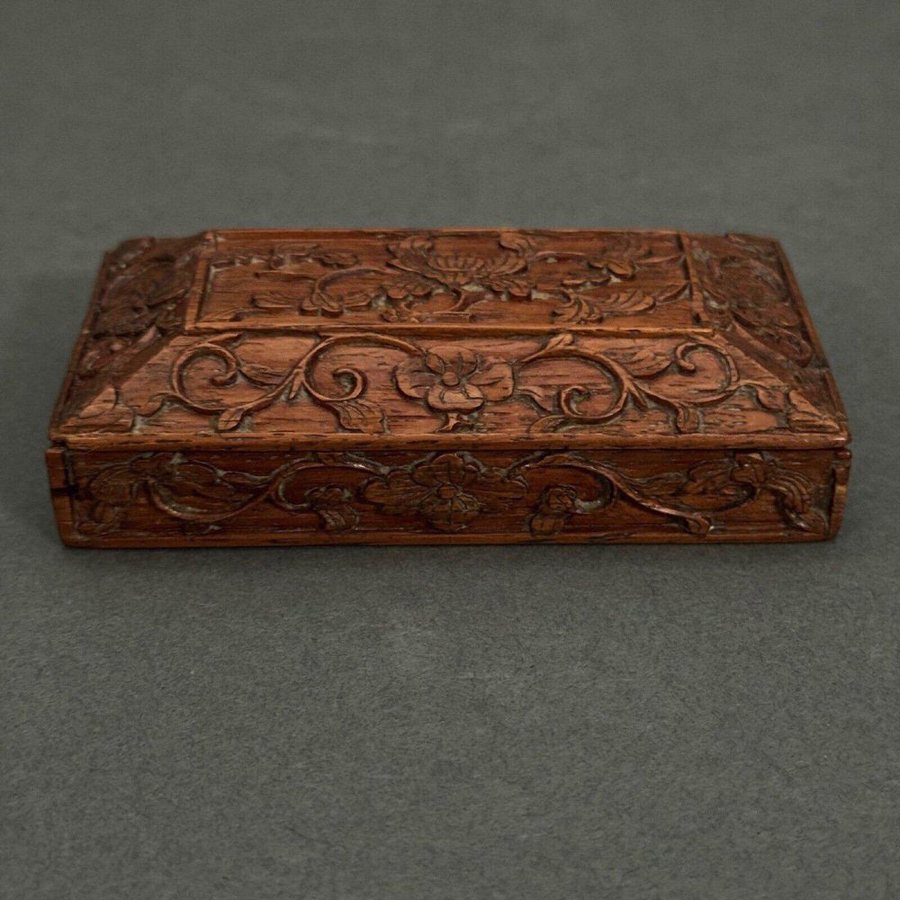 Hand Carved Wooden Companion Box with Foliage Decoration for sale at Pamono