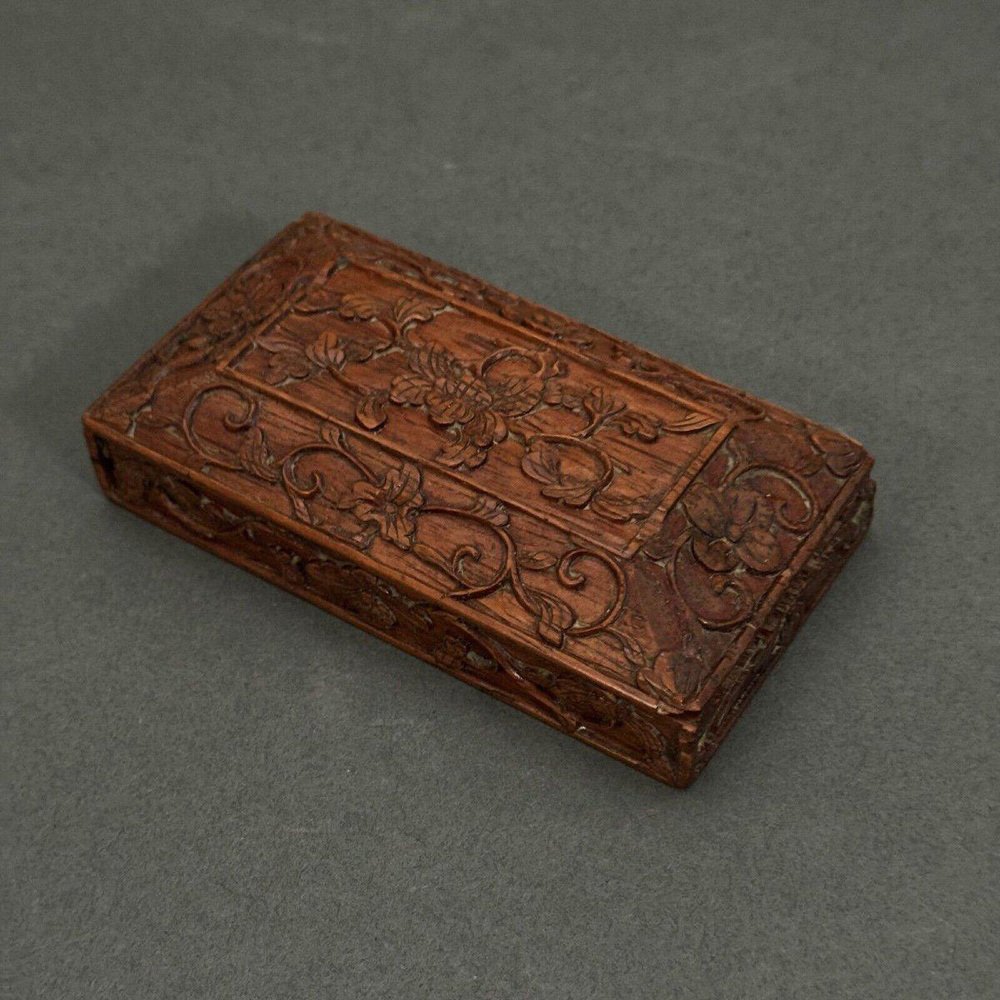 Hand Carved Wooden Companion Box with Foliage Decoration for sale at Pamono