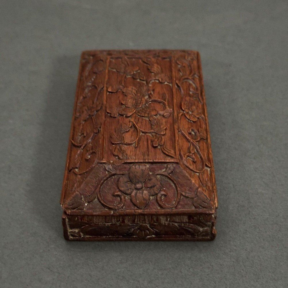 Hand Carved Wooden Companion Box with Foliage Decoration for sale at Pamono