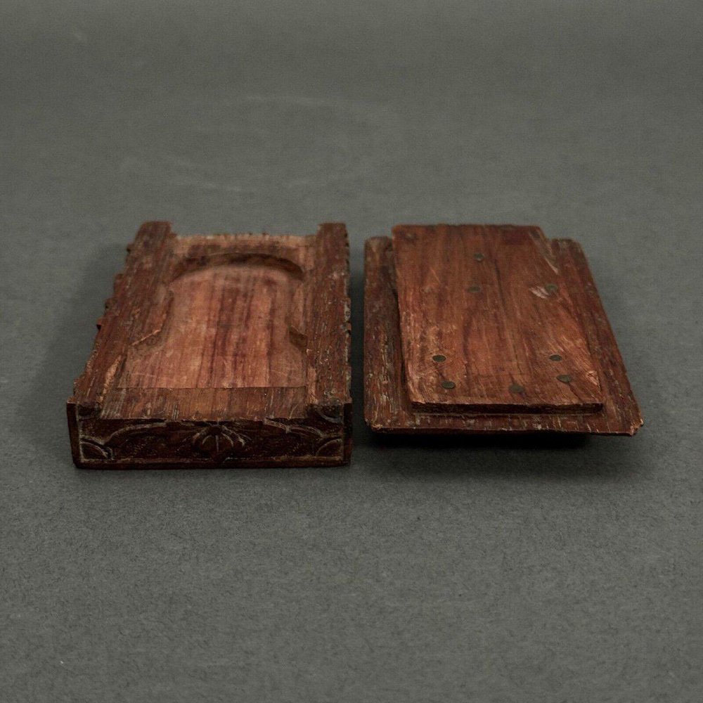 Hand Carved Wooden Companion Box with Foliage Decoration for sale at Pamono