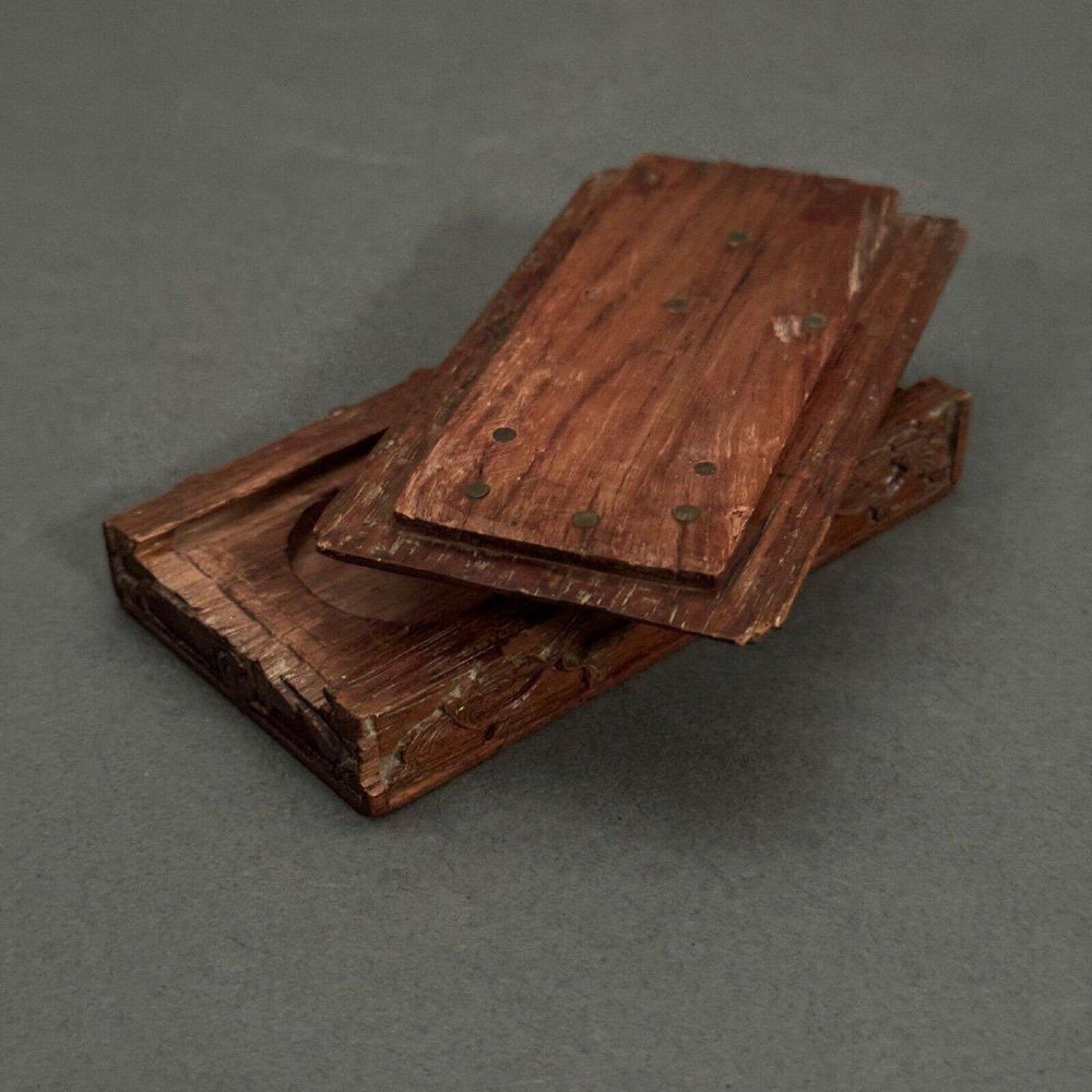 Hand Carved Wooden Companion Box with Foliage Decoration for sale at Pamono