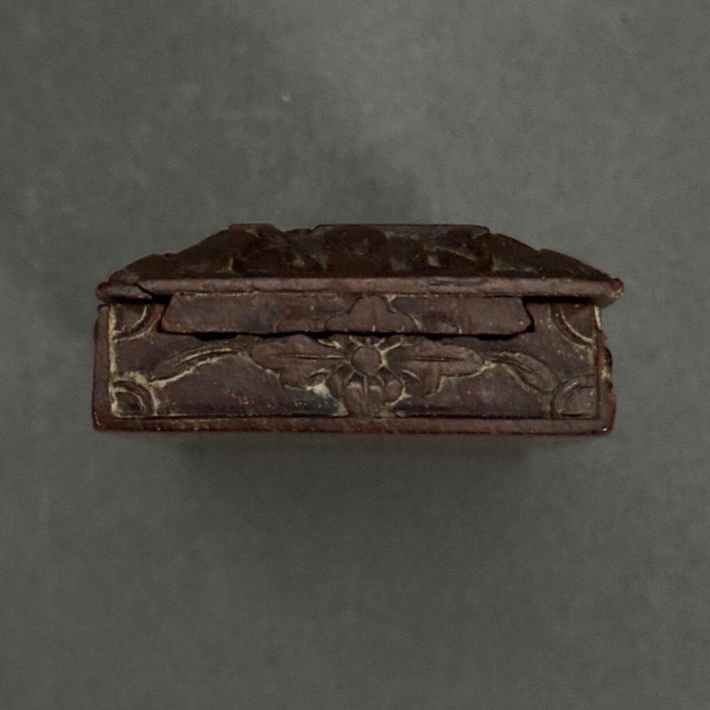 Hand Carved Wooden Companion Box with Foliage Decoration for sale at Pamono
