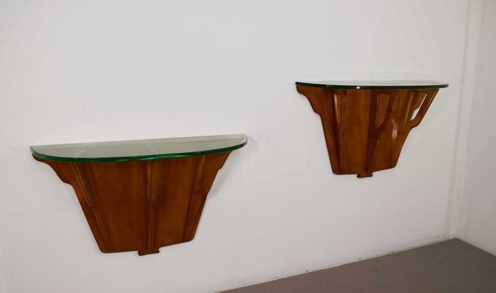 Wall Consoles, Italy, 1950s, Set of 2 for sale at Pamono