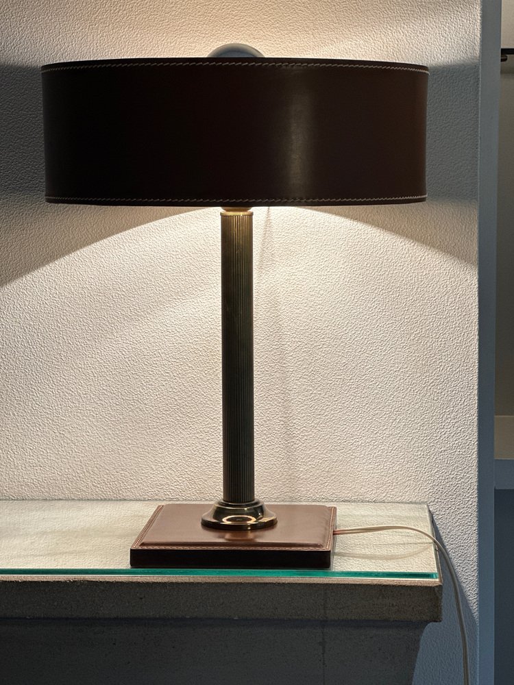 Square Base Table Lamp by Jacques Adnet for Ilg, 1970 for sale at Pamono