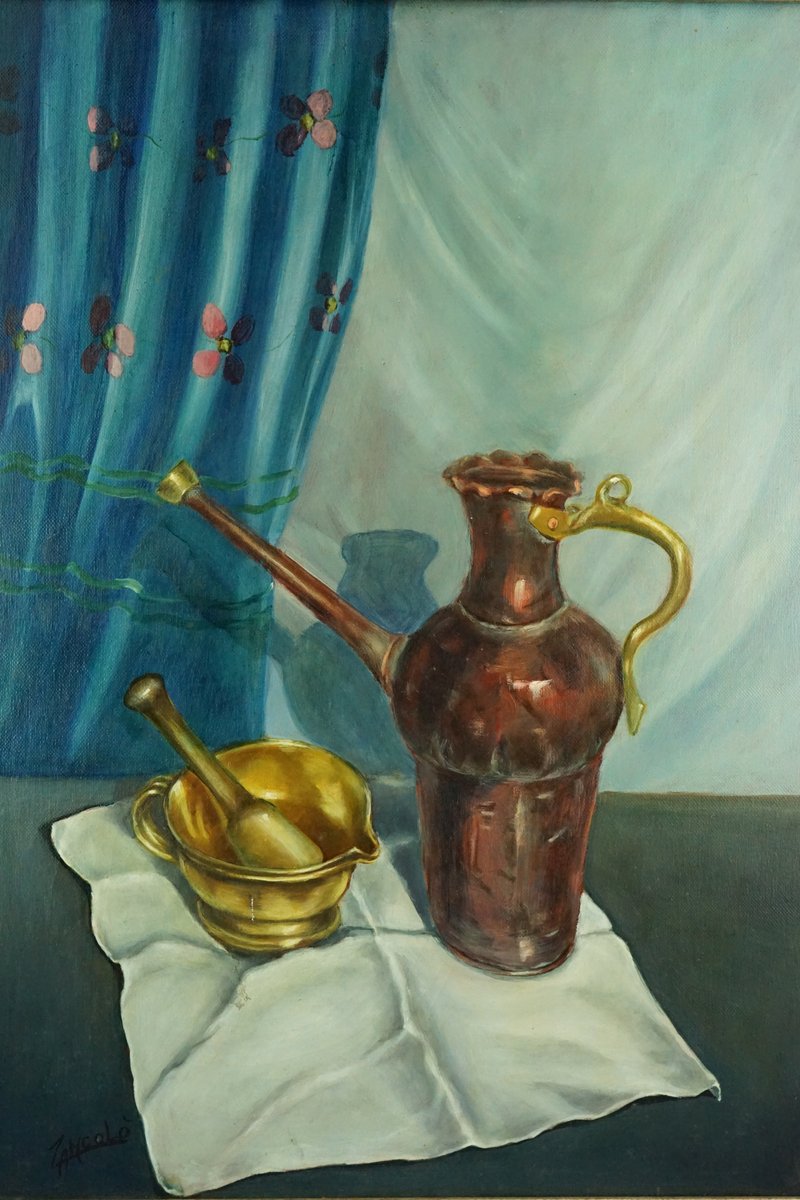 Giovanni Zancolo, Post Impressionist Still Life with Copper Pourer and ...