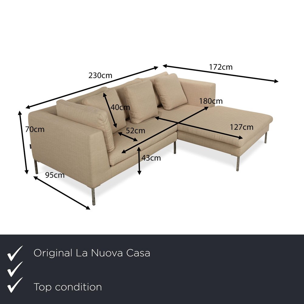Luca Corner Sofa in Beige Fabric from La Nuova Casa for sale at Pamono