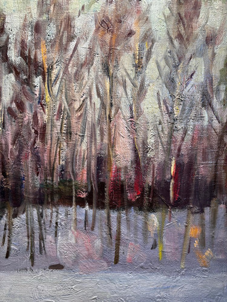 Boris Lavrenko, Winter Sunset, Oil on Canvas, 1990s for sale at Pamono