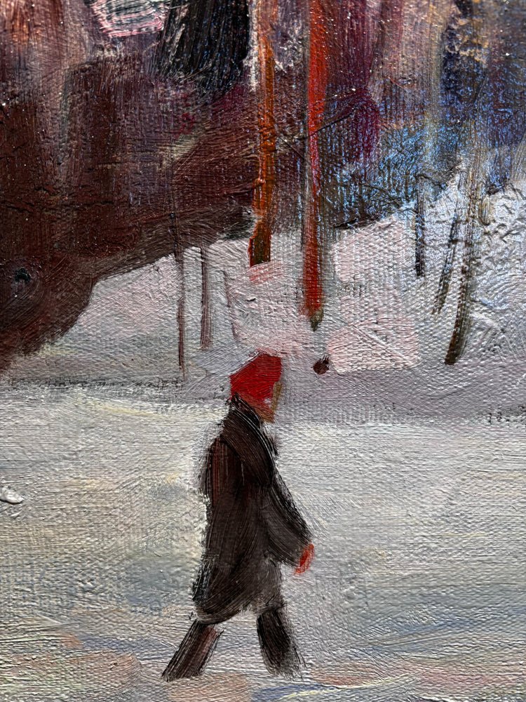 Boris Lavrenko, Winter Sunset, Oil on Canvas, 1990s for sale at Pamono