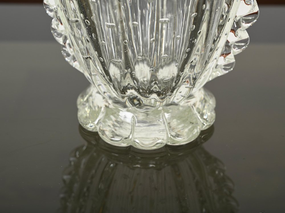 Large Bullicante Murano Glass Fan Flower Vase attributed to Barovier ...